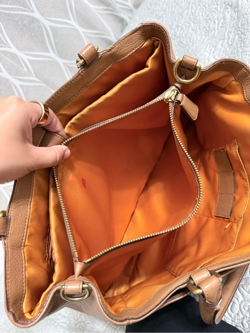 Coach | Bags | Coach Tan Pebbled Leather Satchel With Red Tag F23268 ...